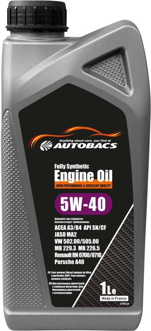 Autobacs Fully Synthetic 5W-40 A3/B4/SN/CF 1 L - buy engine Oil: prices ...